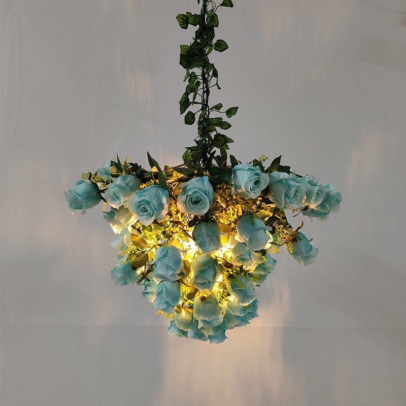 Flower Pendant Lamp | Blue Flowers Chandelier | Ceiling Light Fixture ...