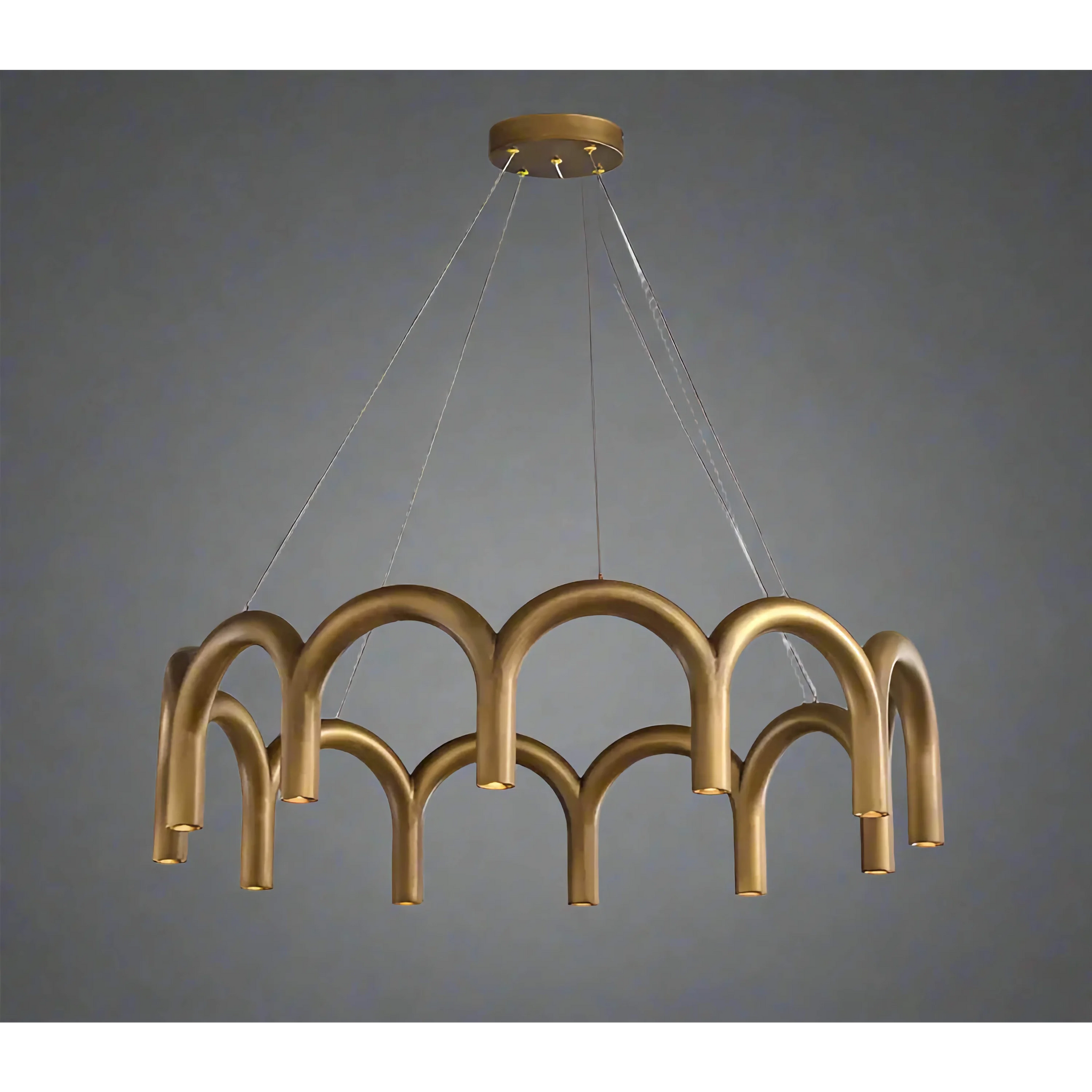 Patinated Brass Arch Chandelier | Hand-Formed Floating-Arch Chandelier ...